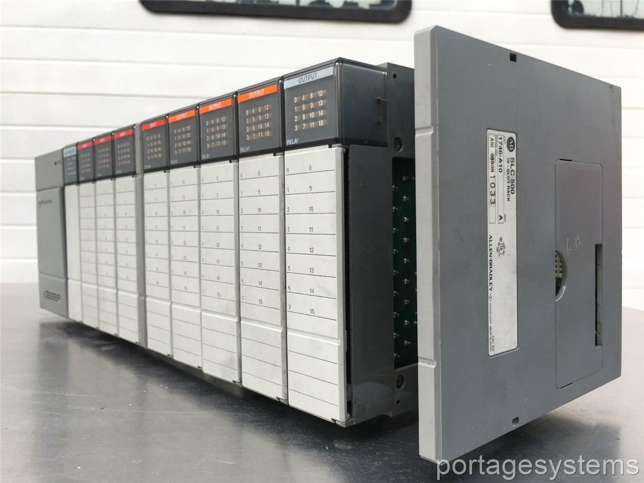 Allen Bradley SLC 5/02 PLC -10-Slot Rack w/Various Modules 1747-L524 ...
