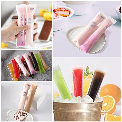 100 Pcs Popsicle Mold Bags DIY Disposable Ice Pop Tube Bags with ...