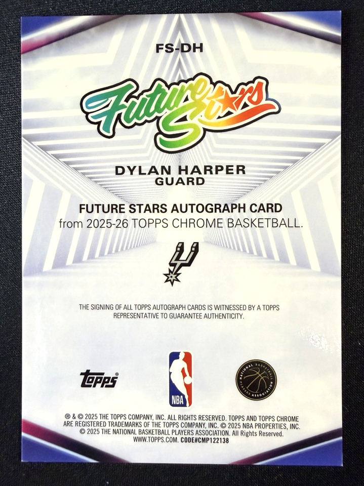 Dylan Harper 2025-26 Topps Chrome Future Stars Gold Refractor /50 RC ...