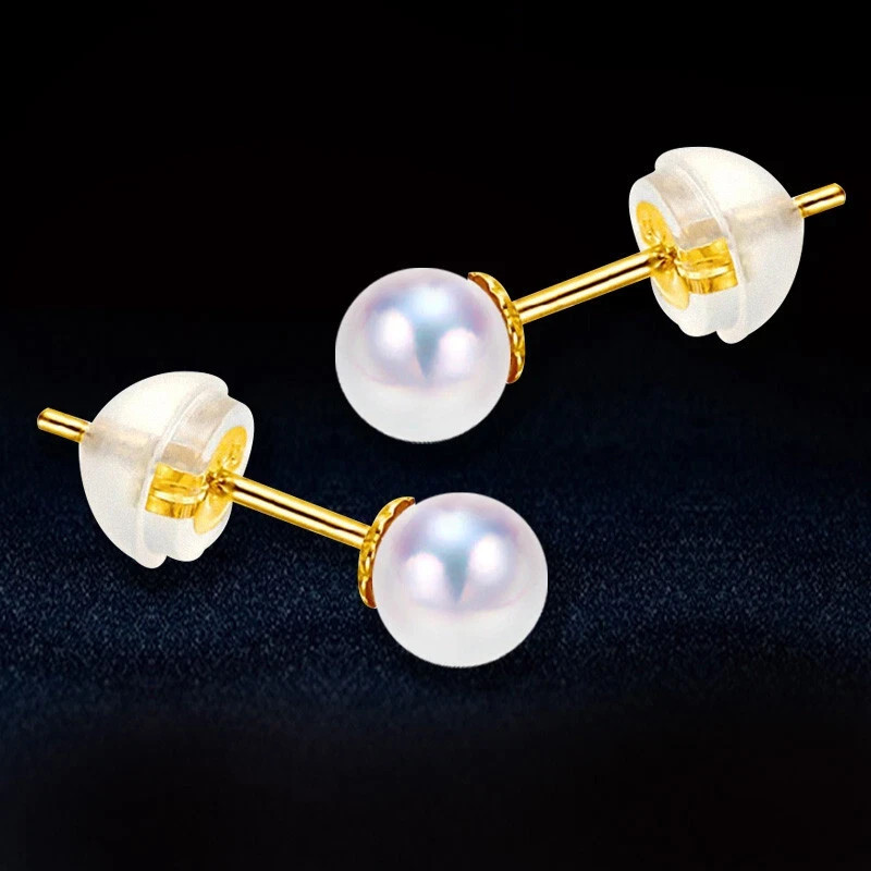 Mimi Aaa 5-4 mm Natural Round South Sea White Pearl Earrings 18k Yellow ...