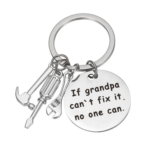 Grandpa Keychain Funny Key Chain Gifts from Son, Grandpa Style, Silver ...