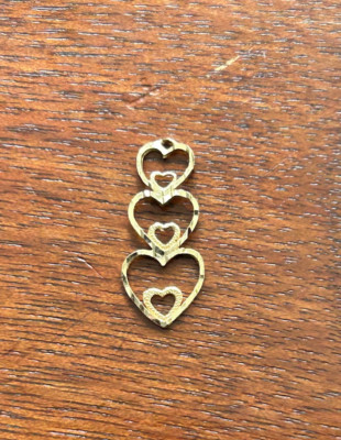Vintage Yellow Gold 14k Graduated Heart Pendant Charm | eBay