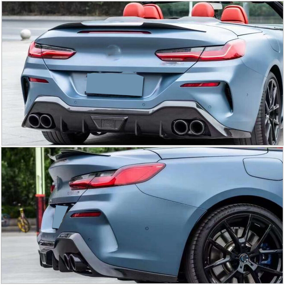 For BMW 8 Series G14 G15 M850i 2-Door Dry Carbon Fiber Rear Bumper Lip ...