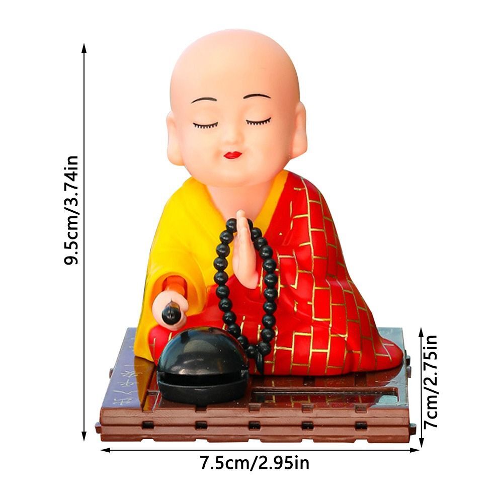 Monk Doll Figurines Statues Solar Powered Little Monk Car Dash Board ...
