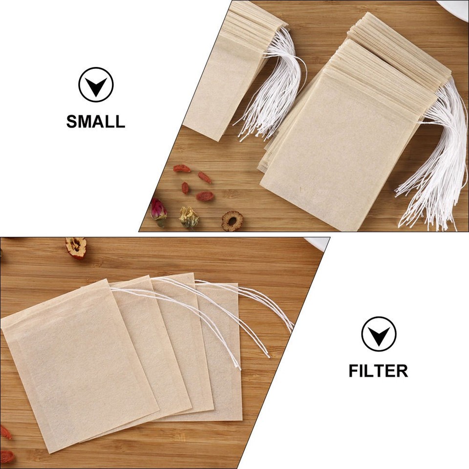 200 Pcs Paper Tea Infuser Bags Reusable Drawstring Filter For Loose ...