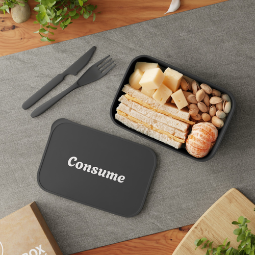 Eco-Friendly Bento Box for Meal Prep - 'Consume' Design with Utensils ...