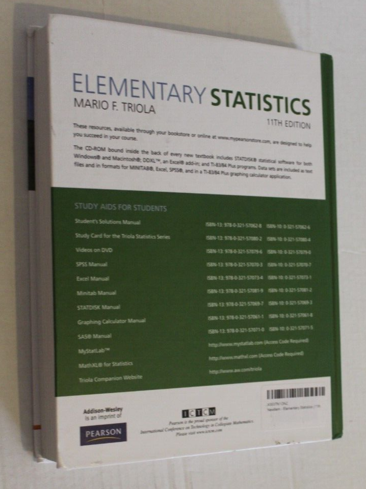 Elementary Statistics by Triola, Mario F. 11th Edition 9780321500243| eBay