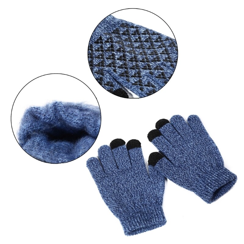 Breathable Winter Warm Mittens Solid Knit Gloves for Outdoor Activities ...
