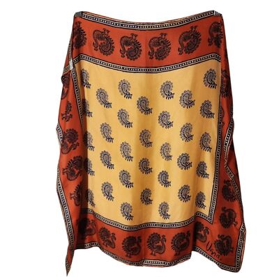 SCARVES BY VERA Vintage 100% Silk Orange Yellow Peacock Hand Rolled ...