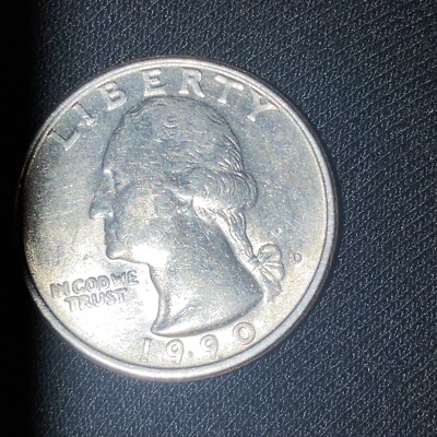 1990 D Washington Quarter Error Double-Die Mint Mark, DD Wing Die Clash ...