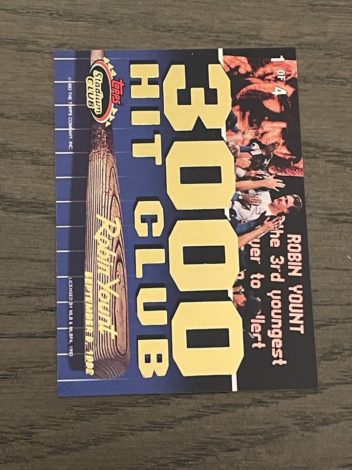 1993 Stadium Club 3000 Hit Club Robin Yount #1 Milwaukee Brewers | eBay