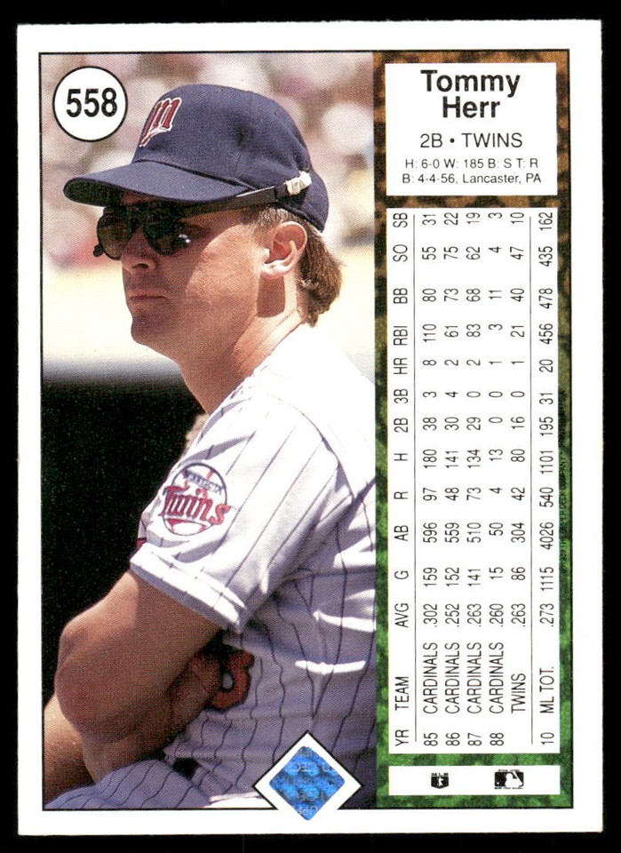 Tommy Herr 1989 Upper Deck #558 Minnesota Twins | eBay
