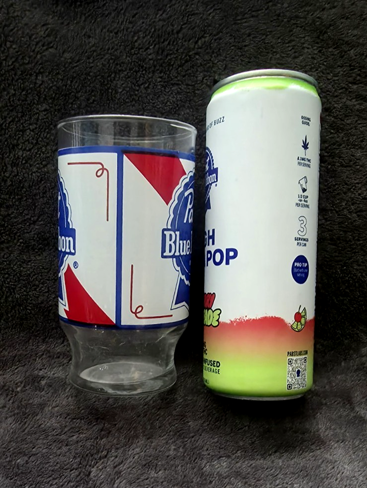 Vintage Pabst Blue Ribbon Beer Glasse 10 oz. & One EMPTY PBR High Soda ...