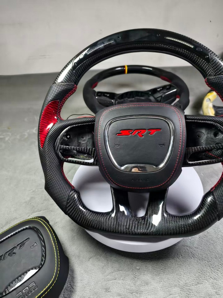 LED Carbon fiber Steering Wheel Fit Dodge Charger Hellcat Jeep SRT8 ...