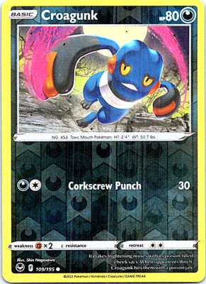 Croagunk 109/195 Pokemon Silver Tempest Reverse Holo Light Play | eBay