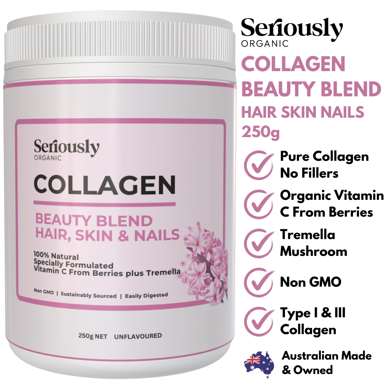 SERIOUSLY ORGANIC BEAUTY COLLAGEN BLEND HAIR SKIN NAILS ORGANIC ...