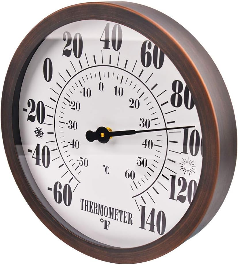 12" Indoor Outdoor Thermometer Decorative - Large Outdoor Thermometers ...