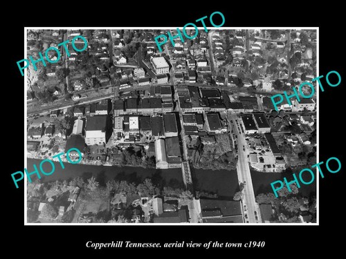 OLD 8x6 HISTORIC PHOTO COPPERHILL TENNESSEE AERIAL VIEW OF THE TOWN ...