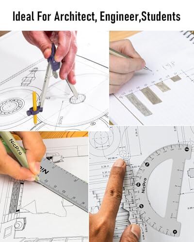 20PCS Professional Geometry Set with Case, Geometry Kit with Metal ...