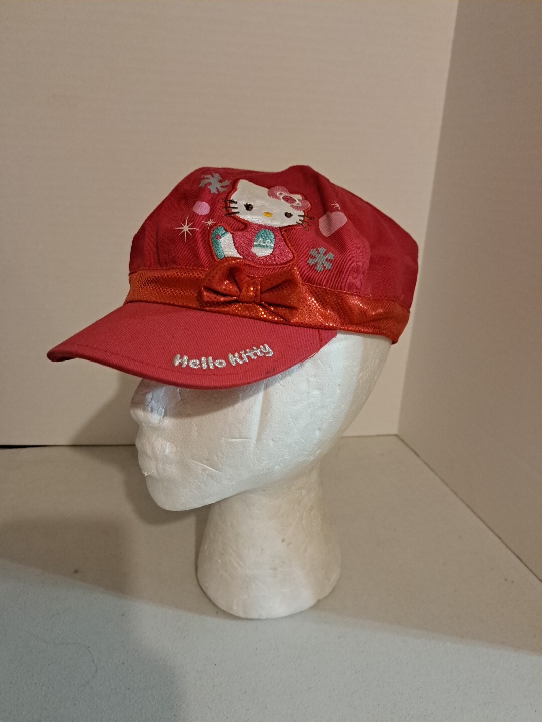 HELLO KITTY PINK RED BOW FEDORA RED METALLIC GIRLS/KIDS HAT CAP ONE ...