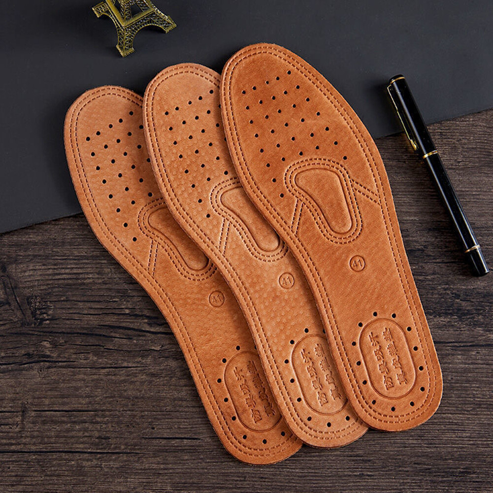 1 Pair Leather Full Insoles Flat Shoe Inserts Comfort Four Seasons Men ...