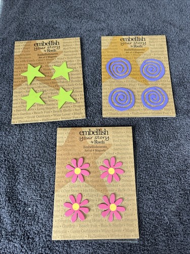 Demdaco Embellish Your Story Set Of 12 Magnets Stars, Swirls, Daisies ...