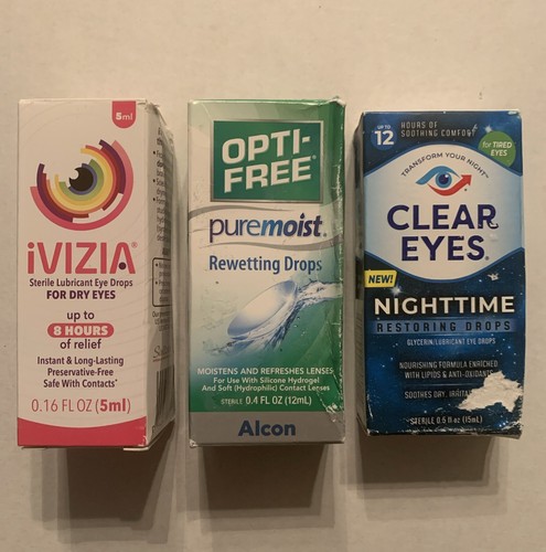 Lot Of 3 Eye Drops Ivizia Opti-free Clear Eyes - Read Description | eBay
