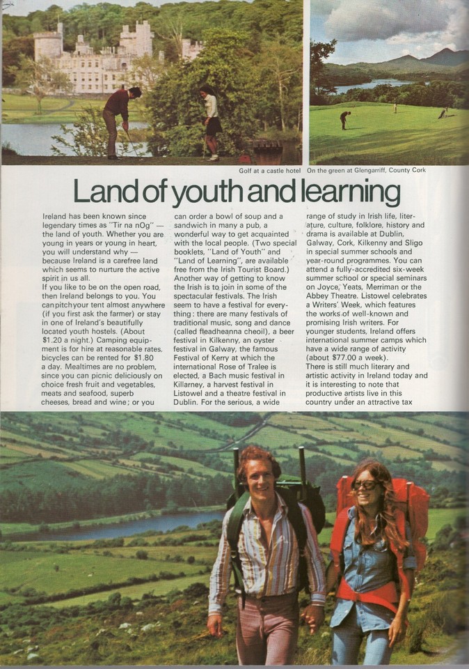 Vintage Travel Brochure Ireland Irish Tourist Board 1974 Booklet | eBay