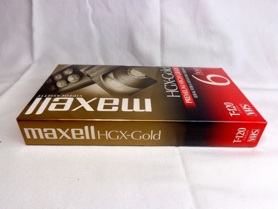 Maxell Video Cassette Premium 6 Hour T-120 VHS Blank Tape HGX-Gold NEW ...
