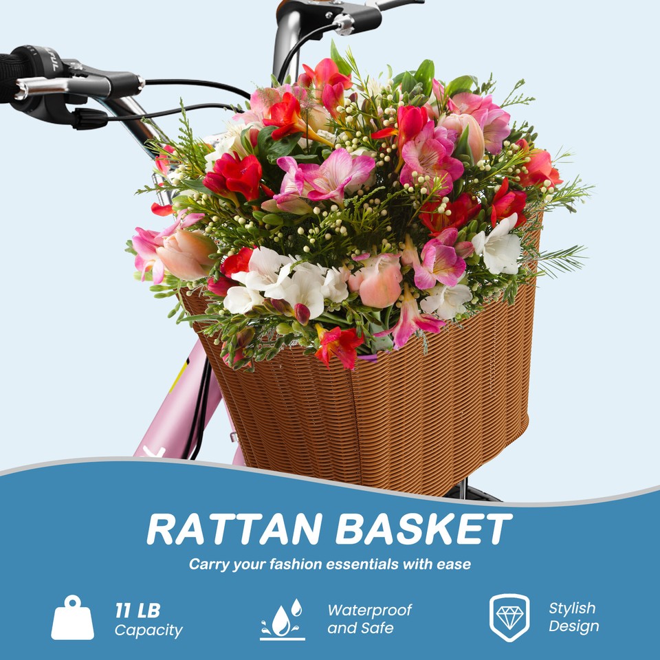 MOPHOTO 24 in Beach Cruiser Bike for Women, Female Cruiser Bike Basket ...