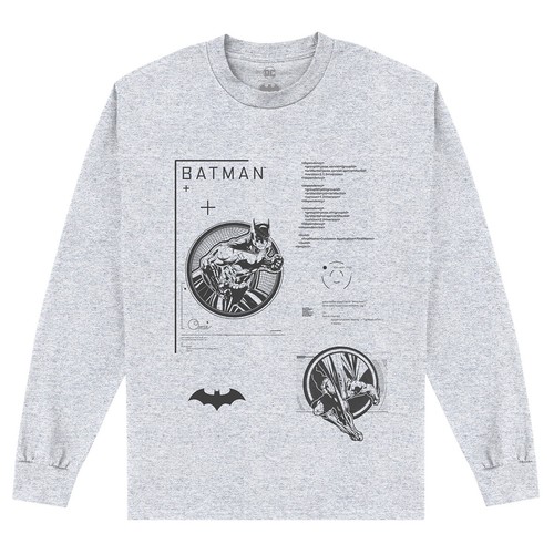 Batman Tech Long Sleeve Unisex T-Shirt Large Heather Grey 5056567112774 ...
