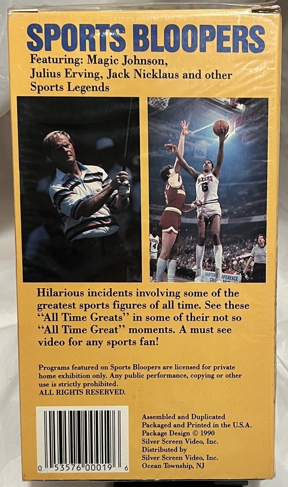 Sports Bloopers [VHS] Magic Johnson, Julius Erving, Jack Nicklaus ...