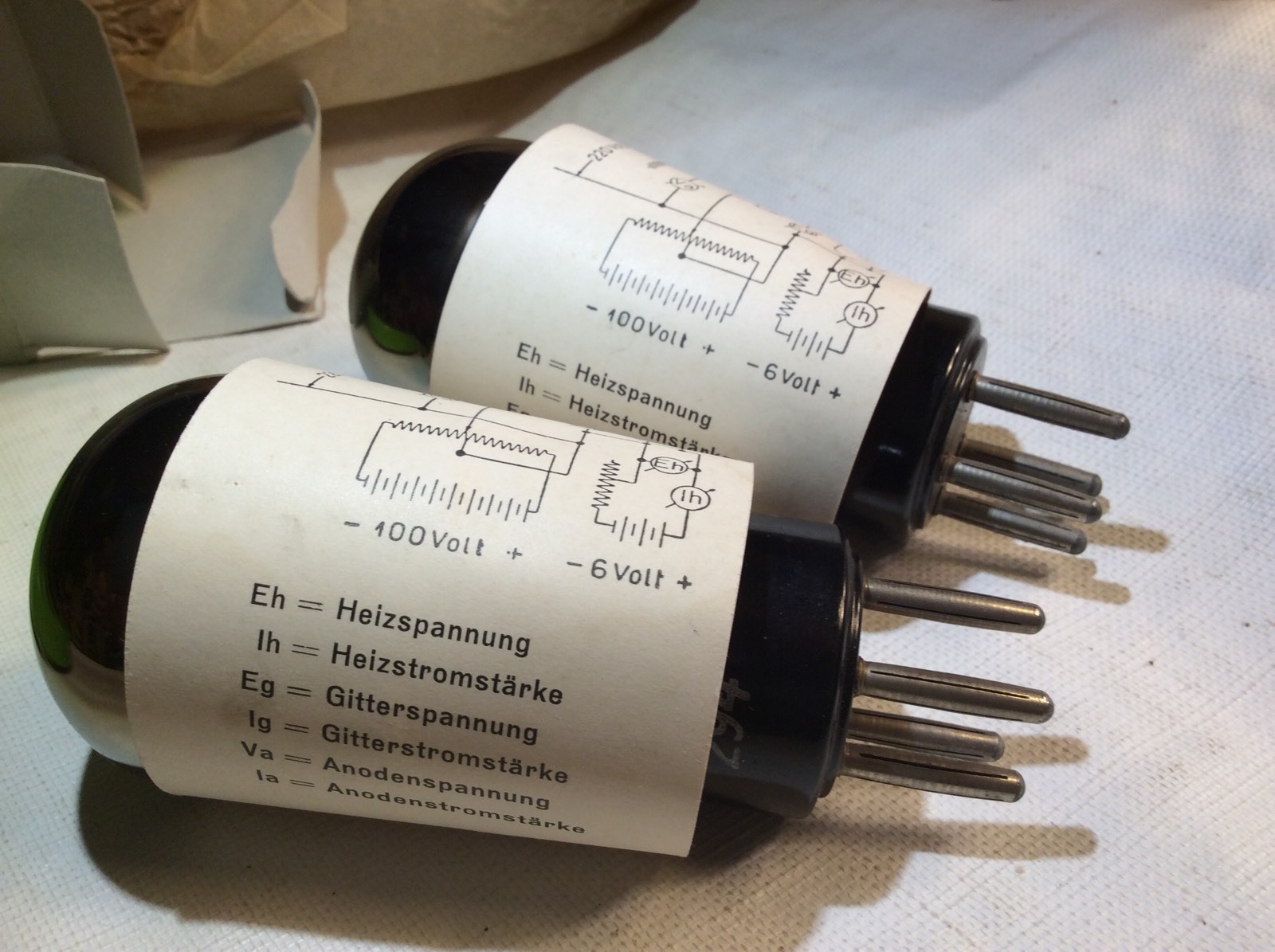 Pair (2) Tube RE404 Telefunken Triode Röhren Rare VINTAGE WW2 UNIQUE ...