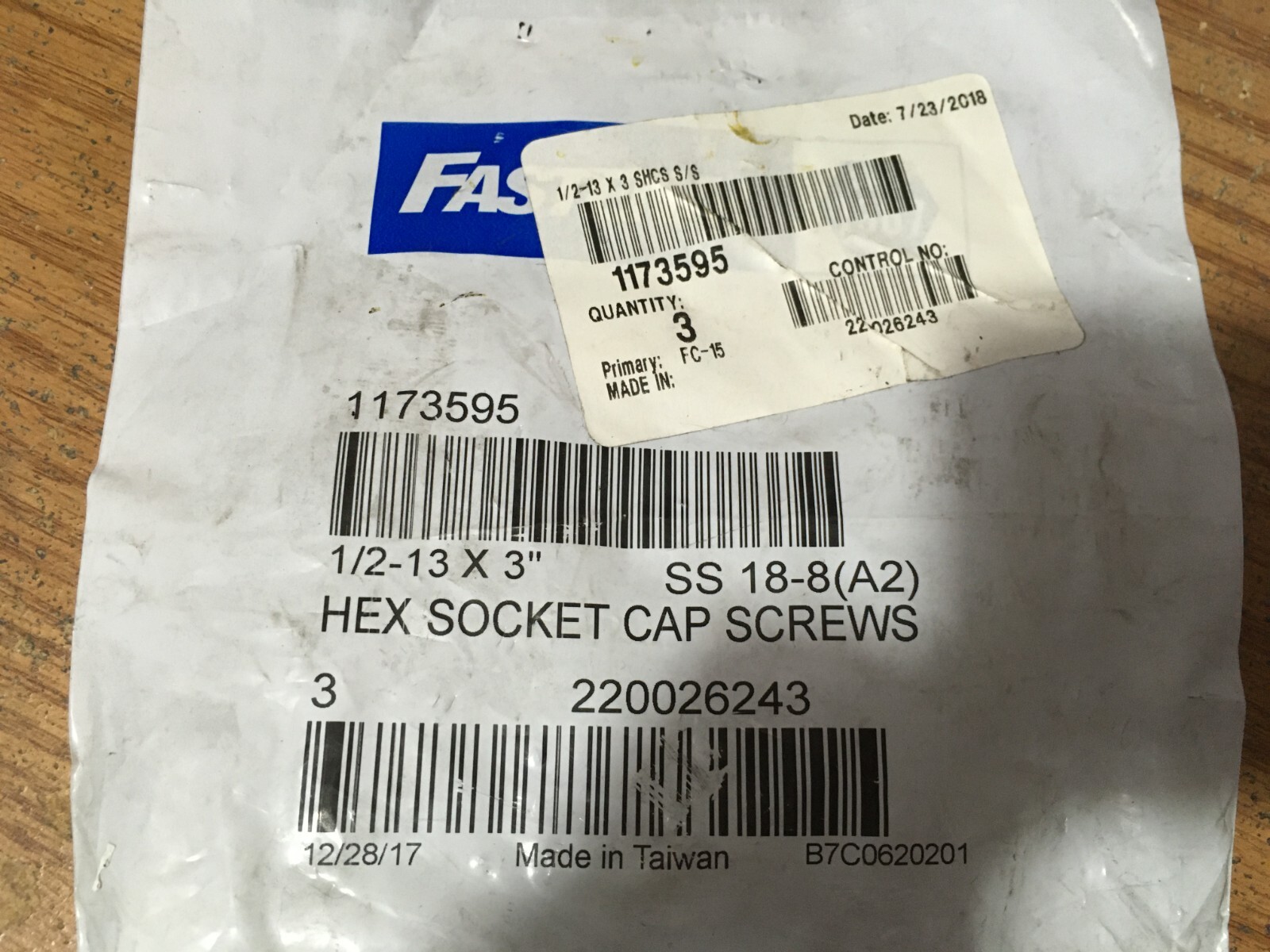 (3) 1/2"-13 x 3" ASTM F837 Hex Drive Grade 18-8 Stainless Steel Socket ...