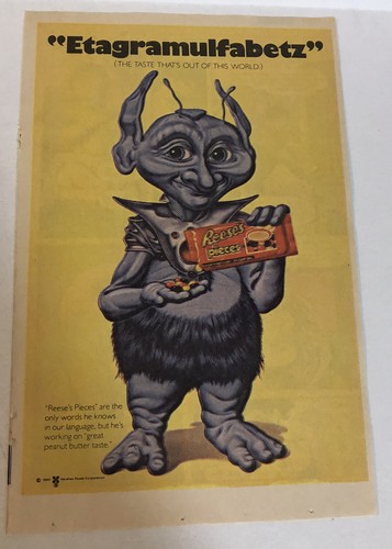 1985 Reese’s Pieces Etagramulfabetz Alien Vintage Print Ad ...