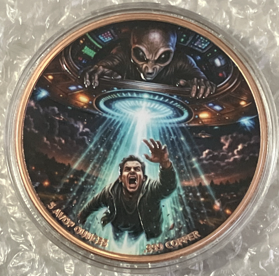 Alien Invasion Man Abduction Colored Coin in Large Capsule 5oz AVDP ...