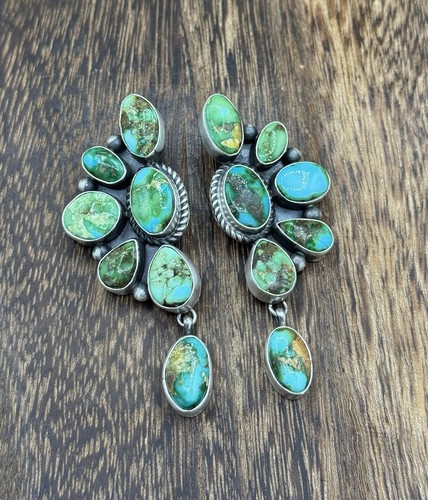 Navajo Handmade Sterling Silver Sonoran Gold Turquoise Half Cluster ...
