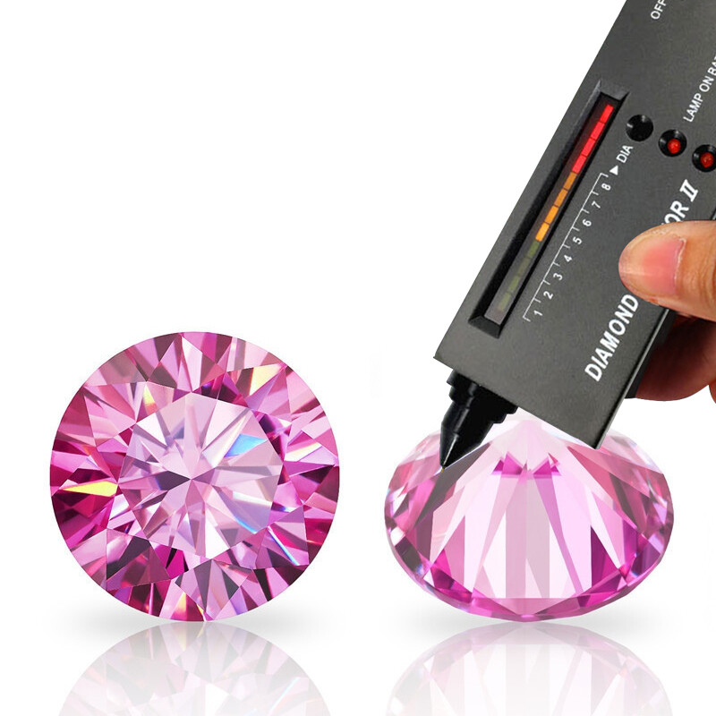 6.5mm Loose Moissanite Stone Plating Pink Round VVS Pass Diamond Tester ...