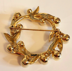 Vintage Signed Monet Creamy Pearl Floral Wreath Brooch Pin Old Gold ...