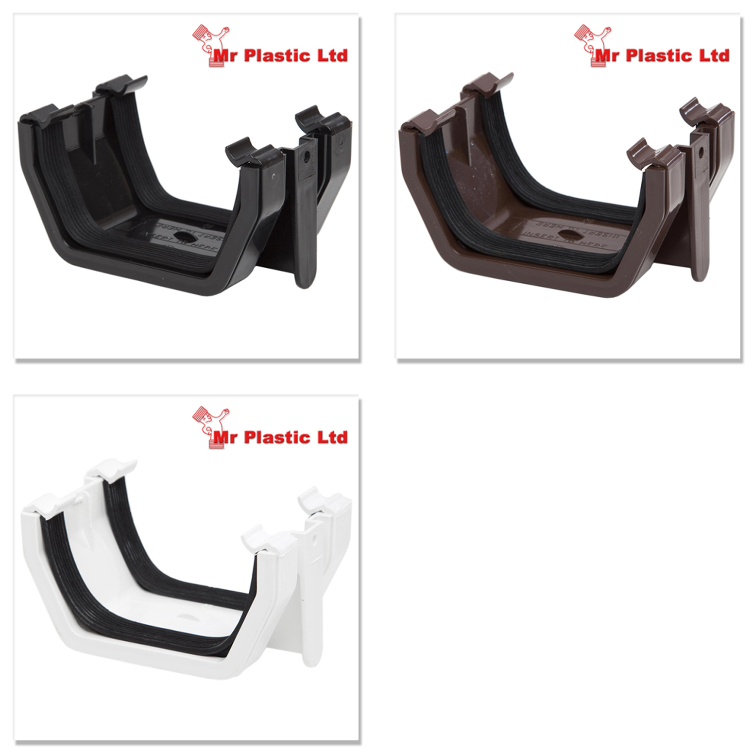Polypipe 112mm Square Gutter Union Bracket in White, Brown or Black ...