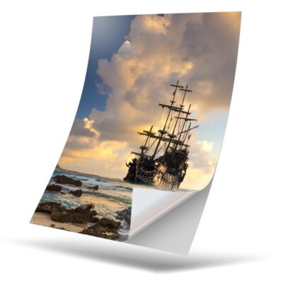 1 x Vinyl Sticker A4 - Pirate Ship at Sea Sunset #24027 | eBay