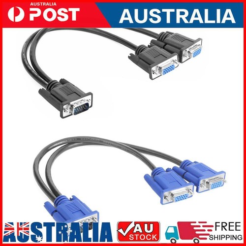 VGA Splitter Cable 1 Computer to Dual 2 Monitor Male to Female Adapter Wire | eBay