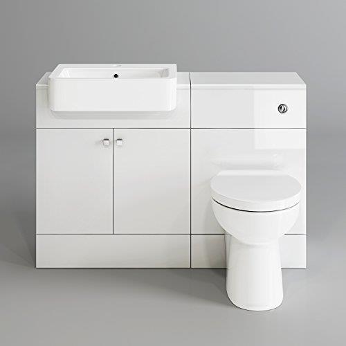 Bathroom Suite Combined Furniture Vanity Unit Sink Toilet Set & Back to ...