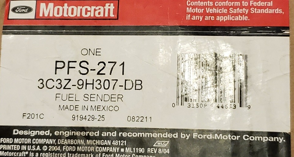 PFS271 PFS-271 Motorcraft Electric Fuel Pump Gas New for F250 Truck ...