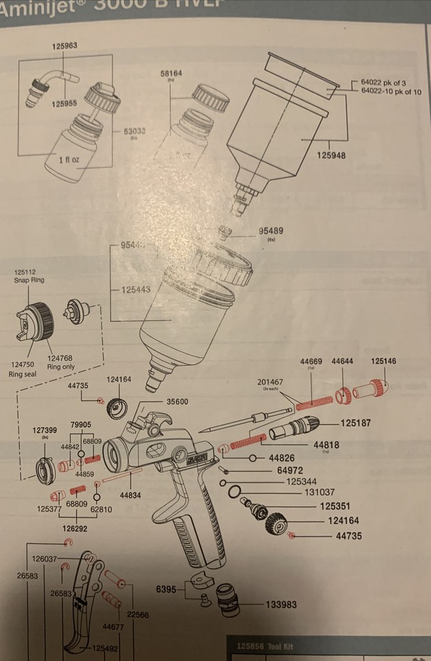 SATA MINI JET 1,2,3,4 & 3000 NEEDLE PACKING SERVICE SET COMPLETE #79905 ...