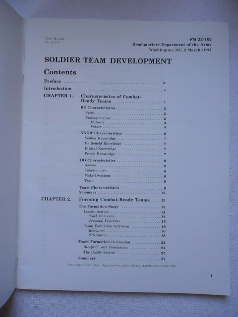 1987 FM 22-102 SOLDIER TEAM DEVELOPMENT Dept of Army Softcover Book | eBay