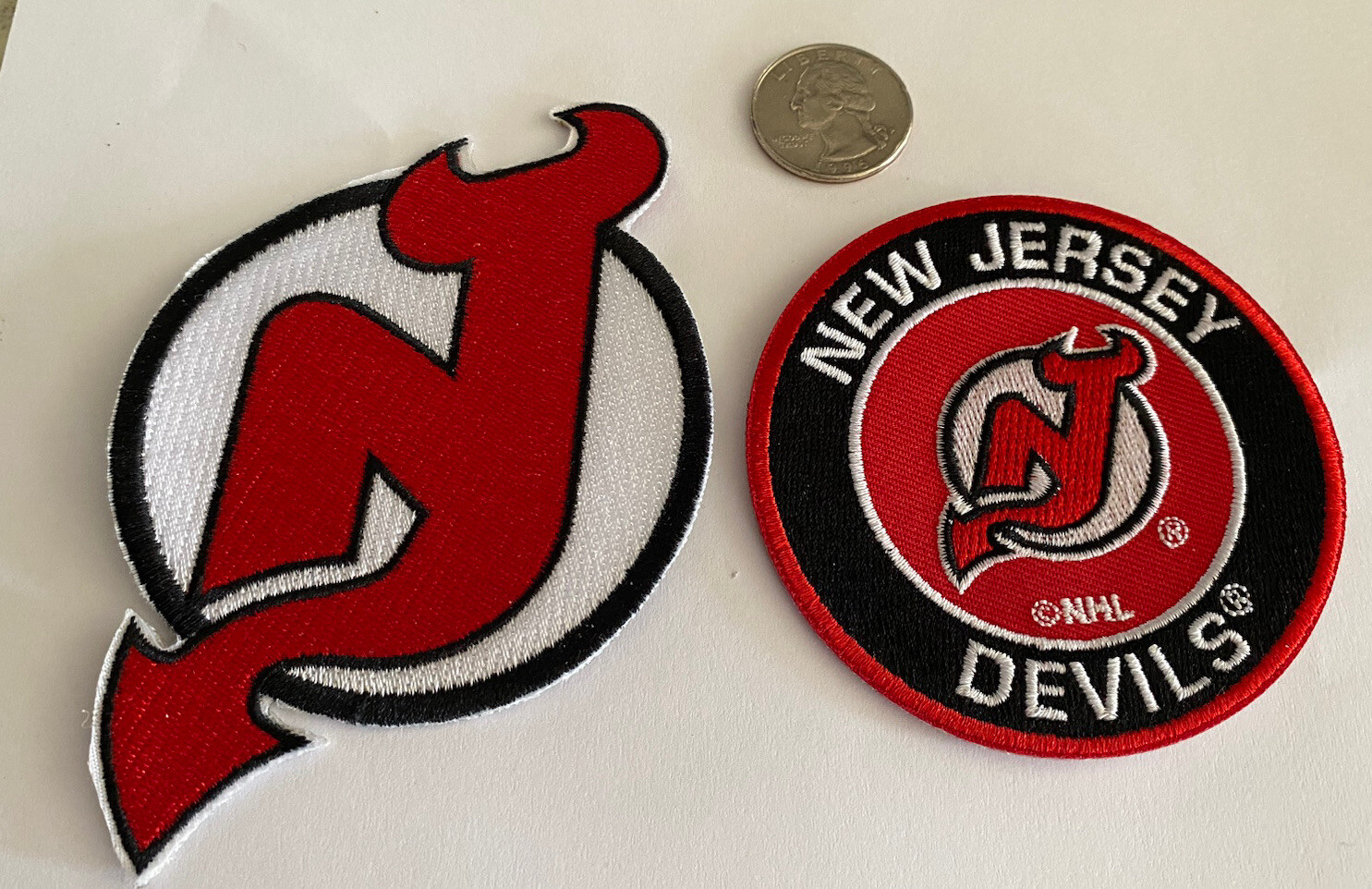 (2)-New Jersey DEVILS Embroidered Iron On Patches. 4.5”x 3” & 3”x 3 ...