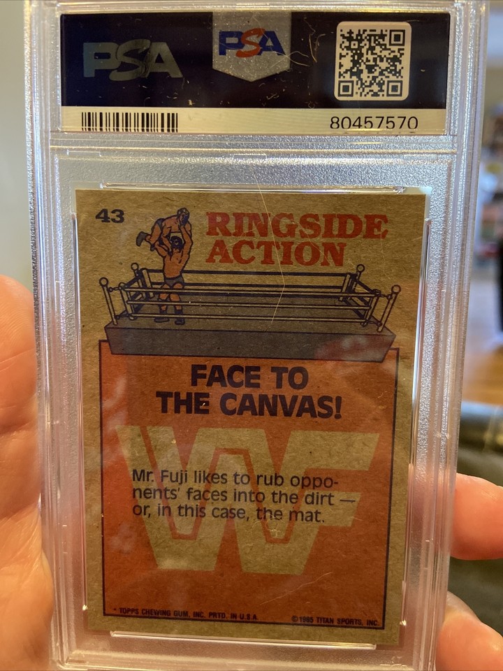 1985 Topps WWF Face To The Canvas! #43 PSA 9 MINT! Rookie RC WWE HOF Mr ...