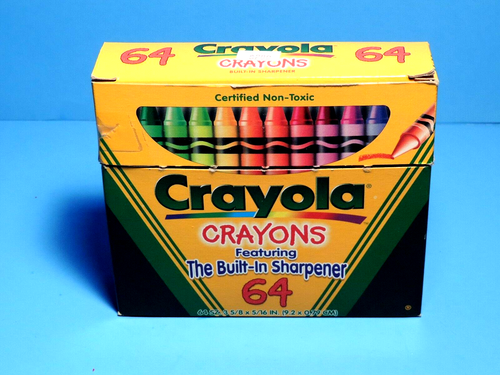 VTG. CRAYOLA CRAYONS 64 COUNT BOX SHARPENER 1997 INDIAN RED BINNEY ...
