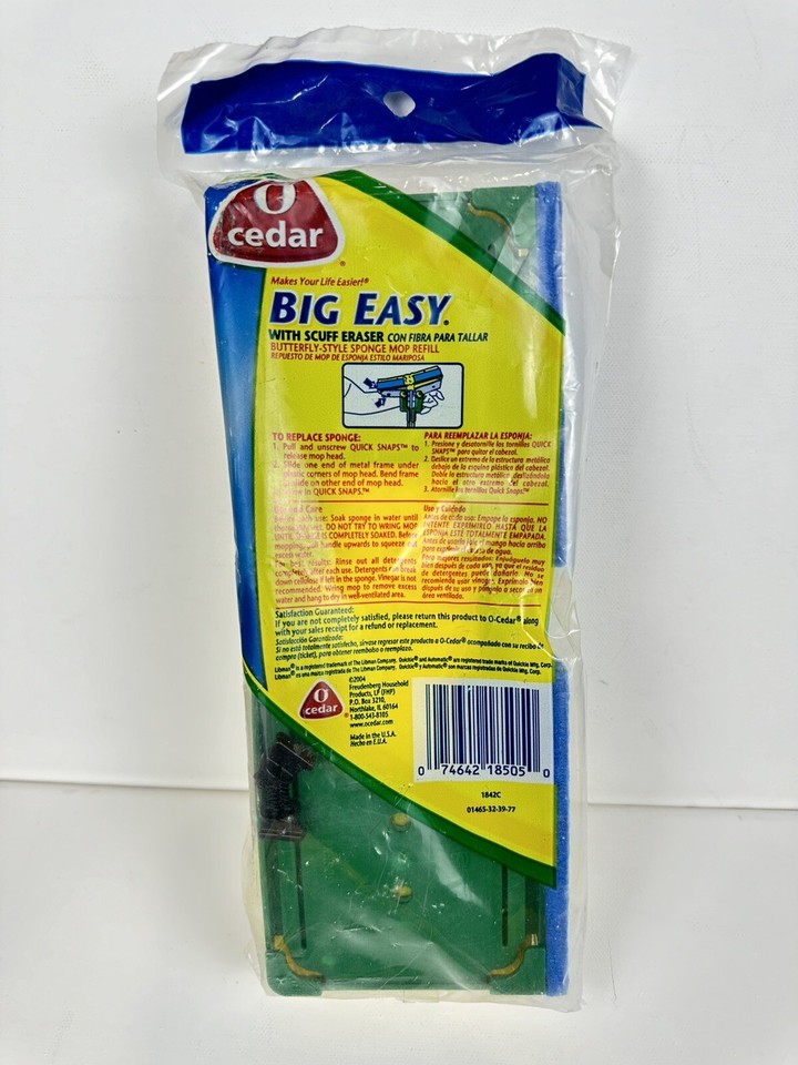 O Cedar Big Easy Flat Sponge Mop Refill Super Absorbent Sponge NOS NIB ...